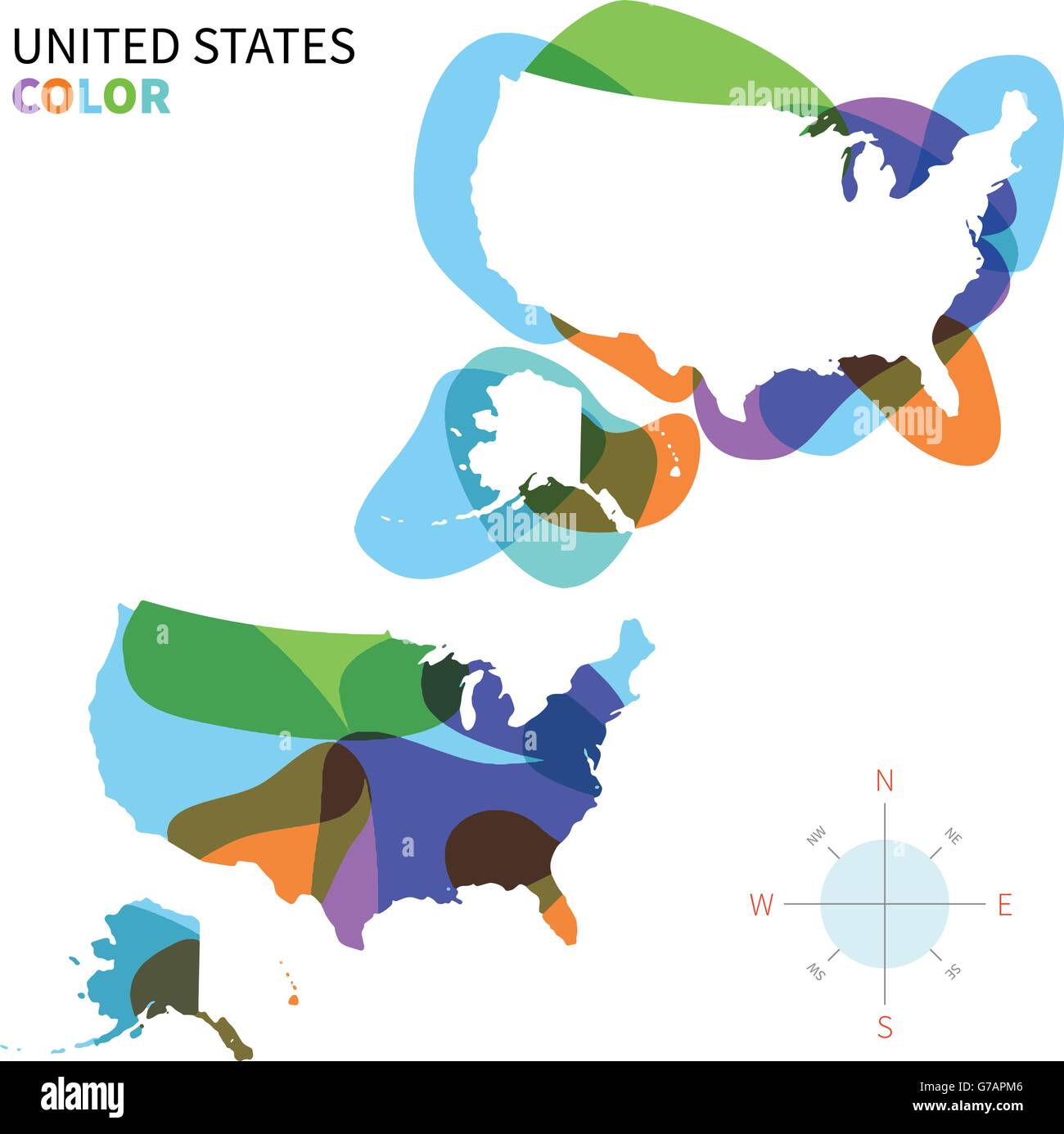 Abstract vector color map of United States Stock Vector Image & Art - Alamy