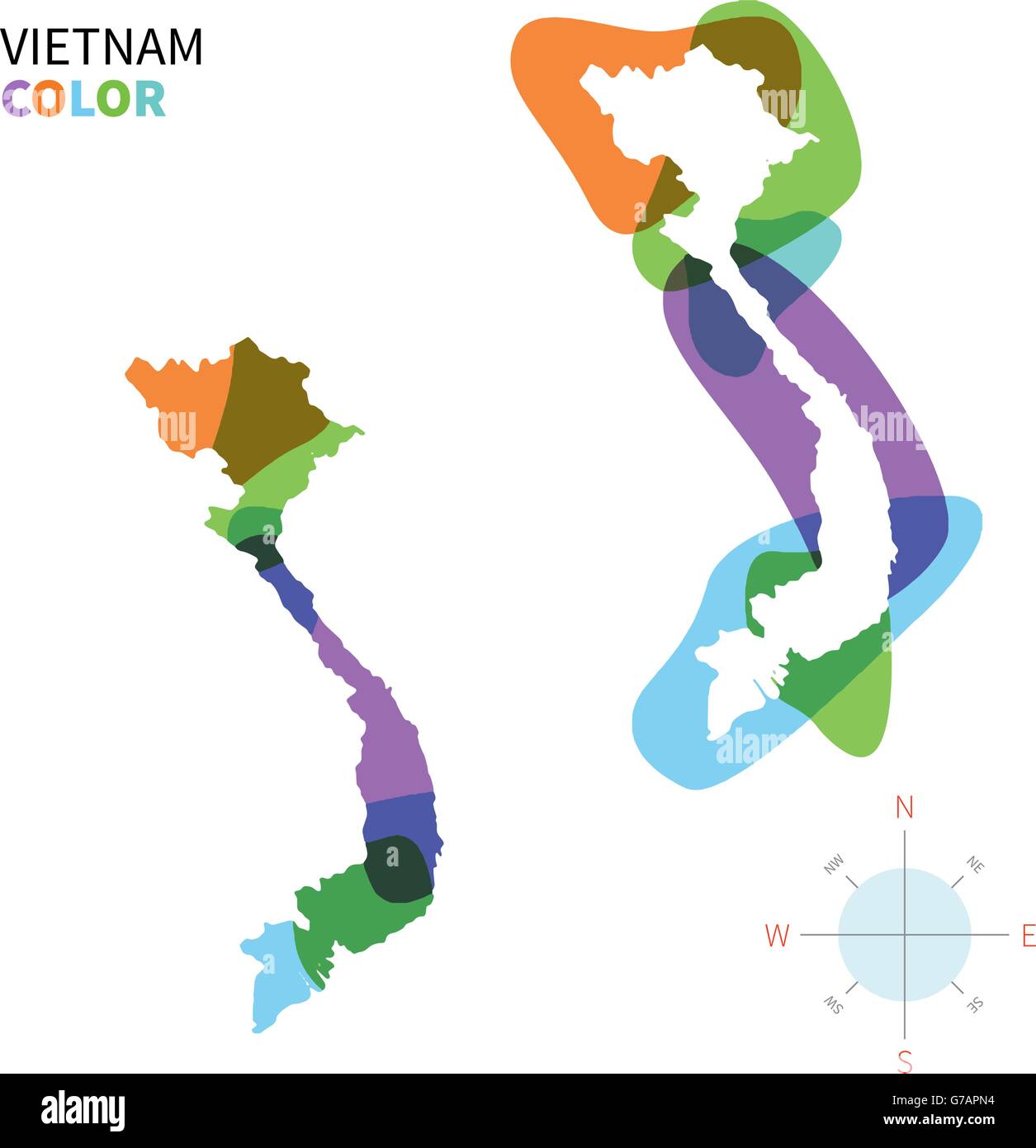 Abstract vector color map of Vietnam Stock Vector Image & Art - Alamy