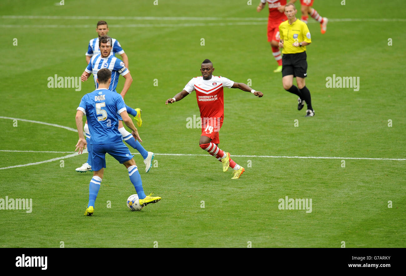 Brighton and Hove Albion's Lewis Dunk (left) and Charlton Athletic's ...