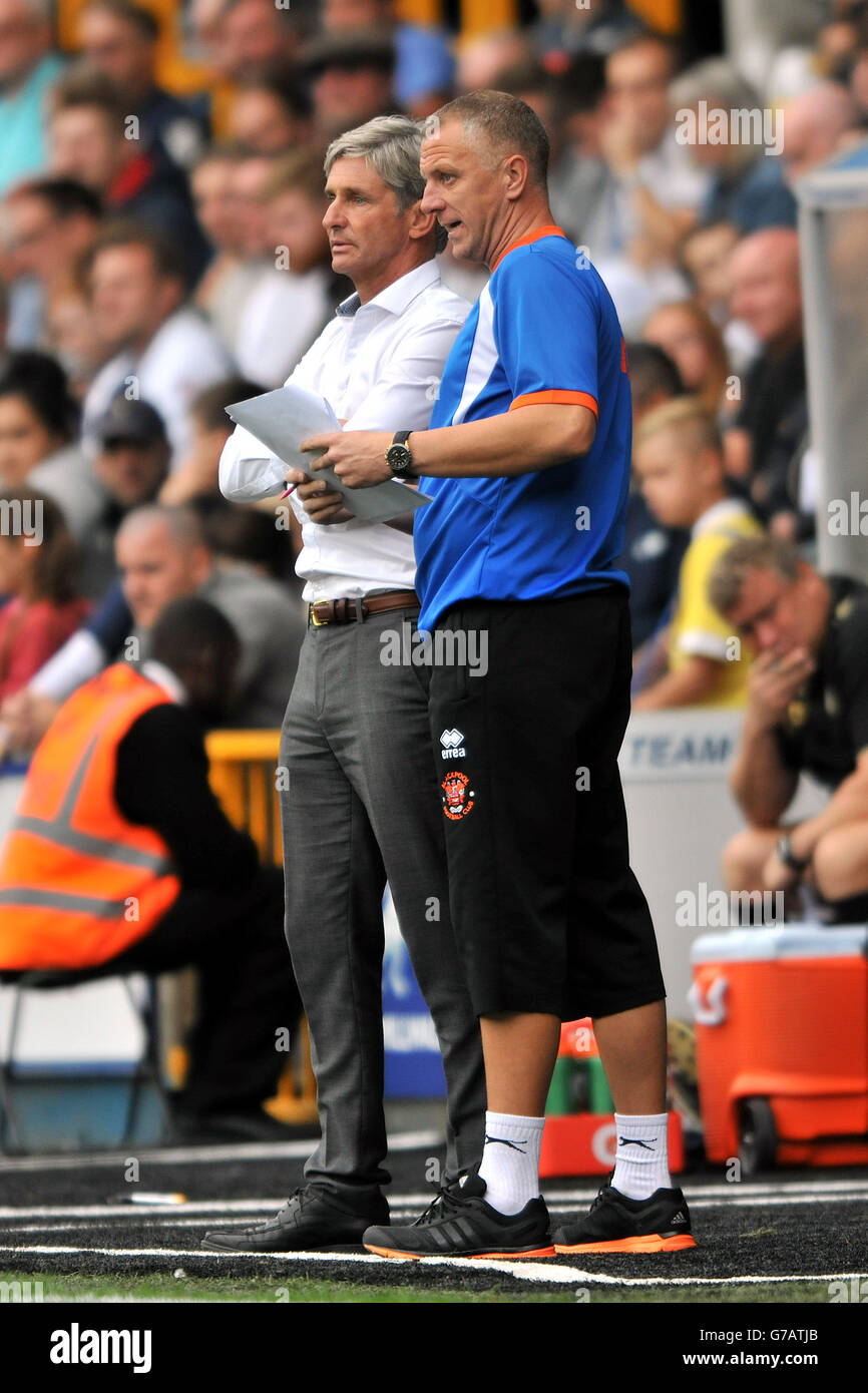 Blackpool manager Jose Riga (left) and goalkeeping coach Paul Crichton ...