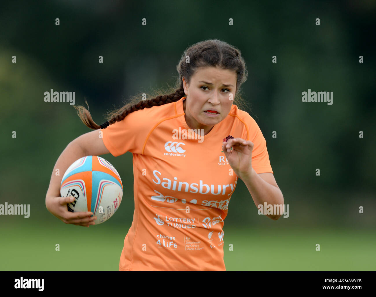 England South West's Poppy Leitch competes in the rugby sevens during ...