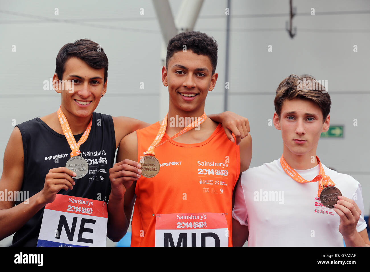 Medal ceremony for the Boys 3000m, Gold Midland's Ben Dijkstra, Silver ...