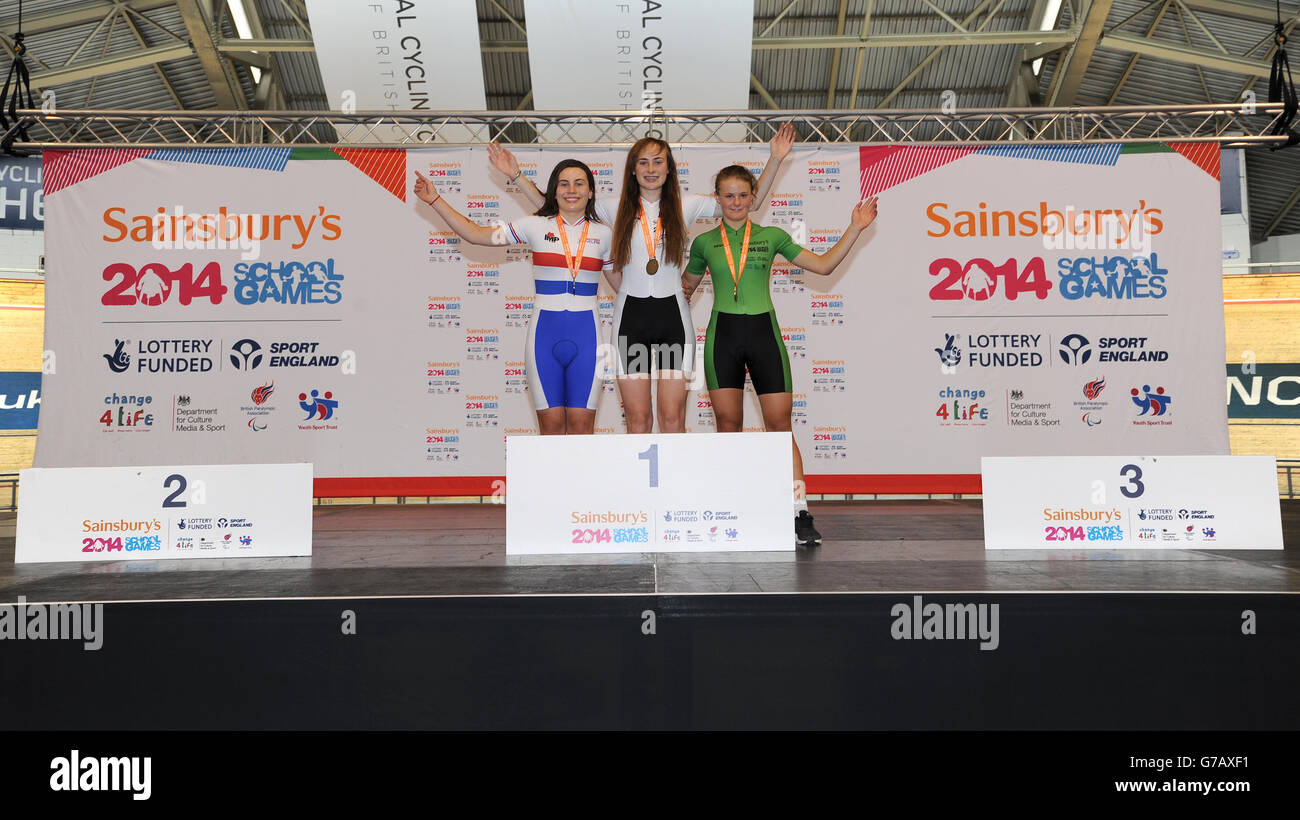 The Girls15km Points Race medal ceremony (left to right) Henrietta ...