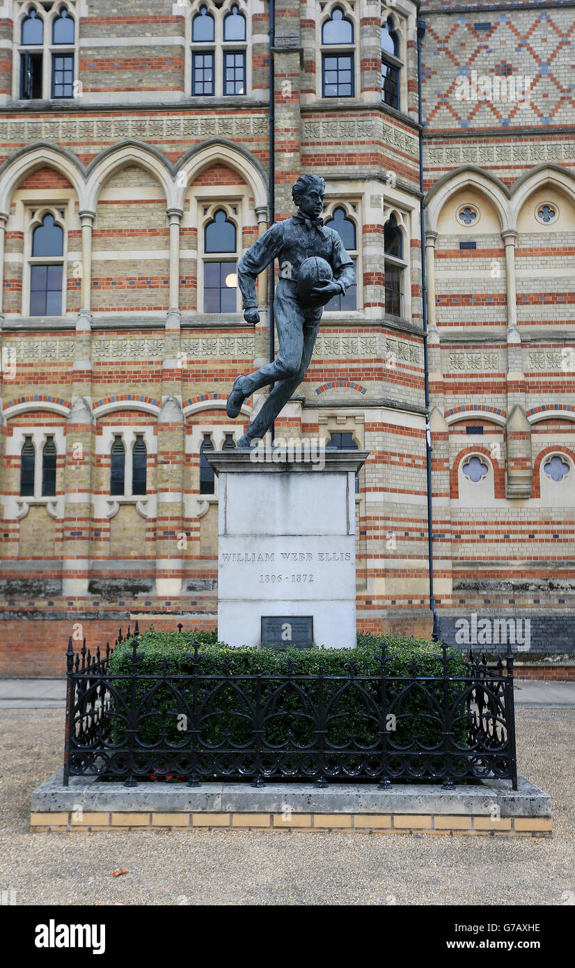 Rugby Union - Rugby School General View. The William Webb Ellis statue ...