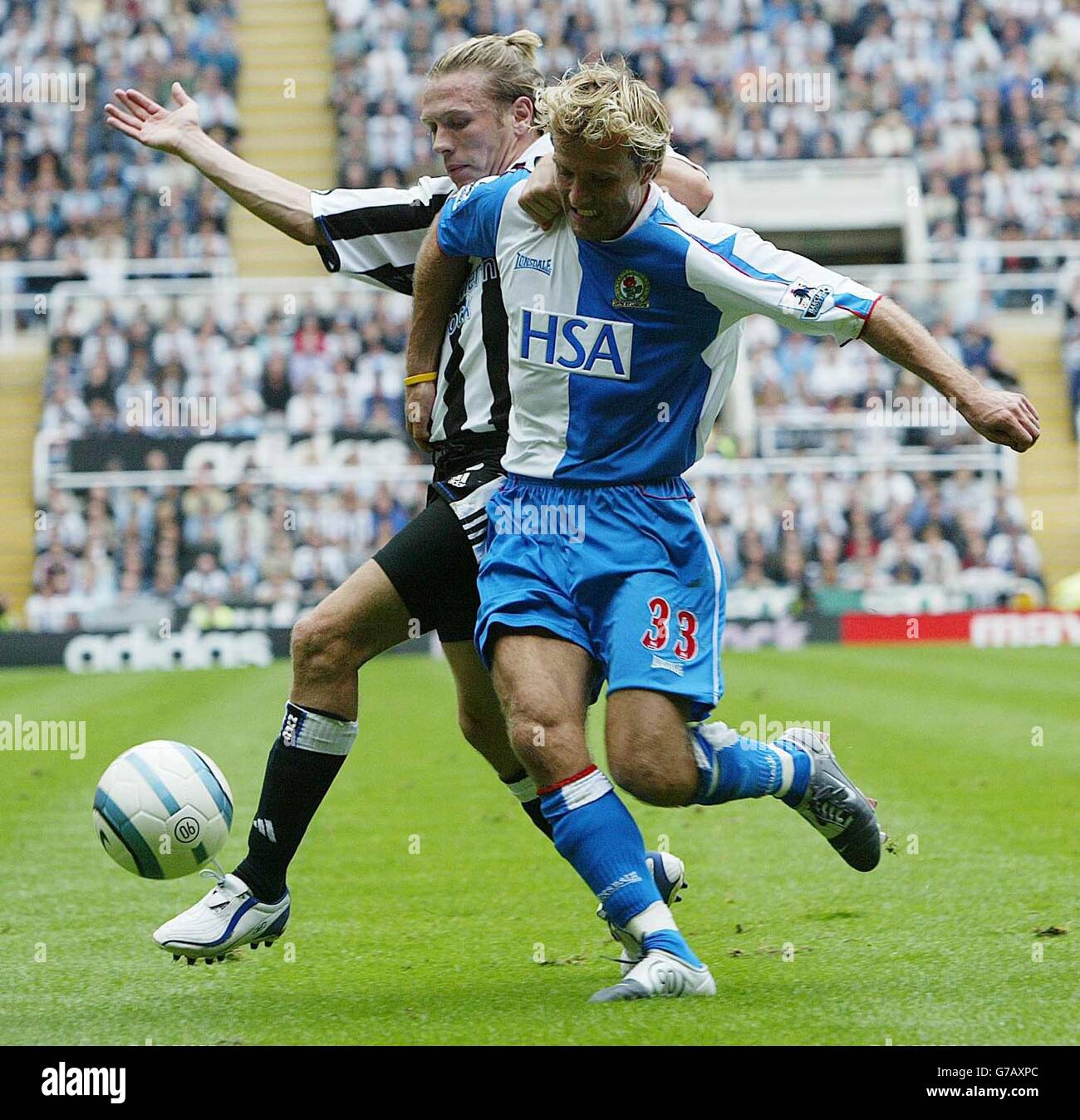 Newcastle's Craig Bellamy battles with Blackburn's Michael Gray, during ...