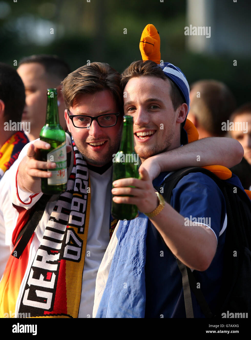 German and Scottish fans outside of the stadium during the UEFA Euro ...