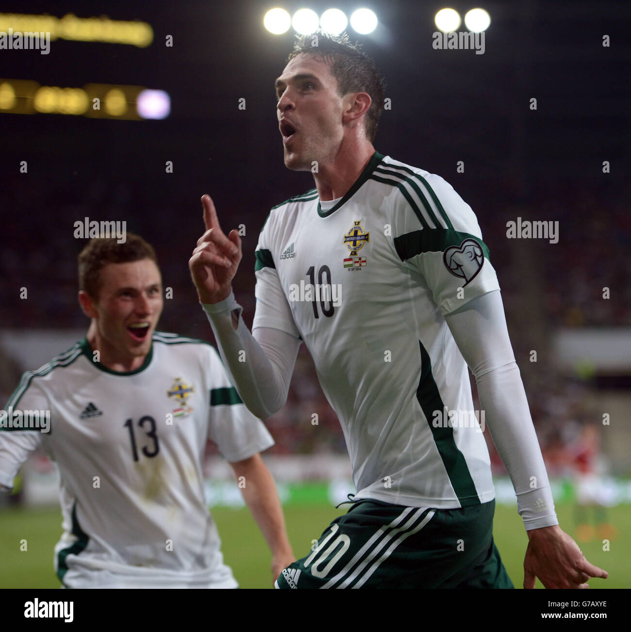 Northern Ireland's Kyle Lafferty celebrates scoring the winning goal ...