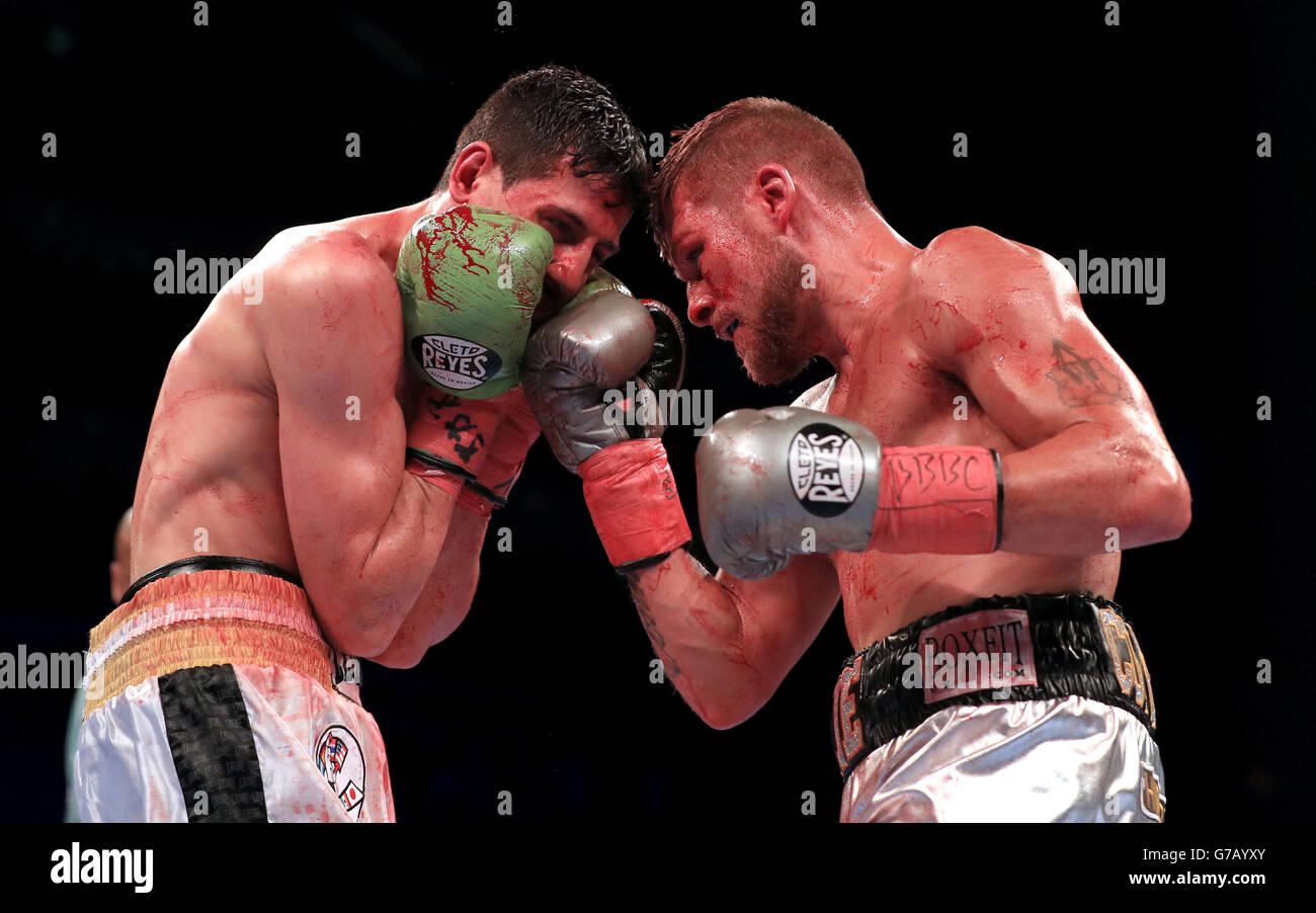 Andrea Scarpa (left) in action against John Wayne Hibbert during their ...