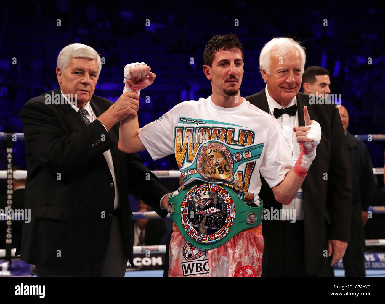 Andrea Scarpa celebrates beating John Wayne Hibbert during their WBC ...