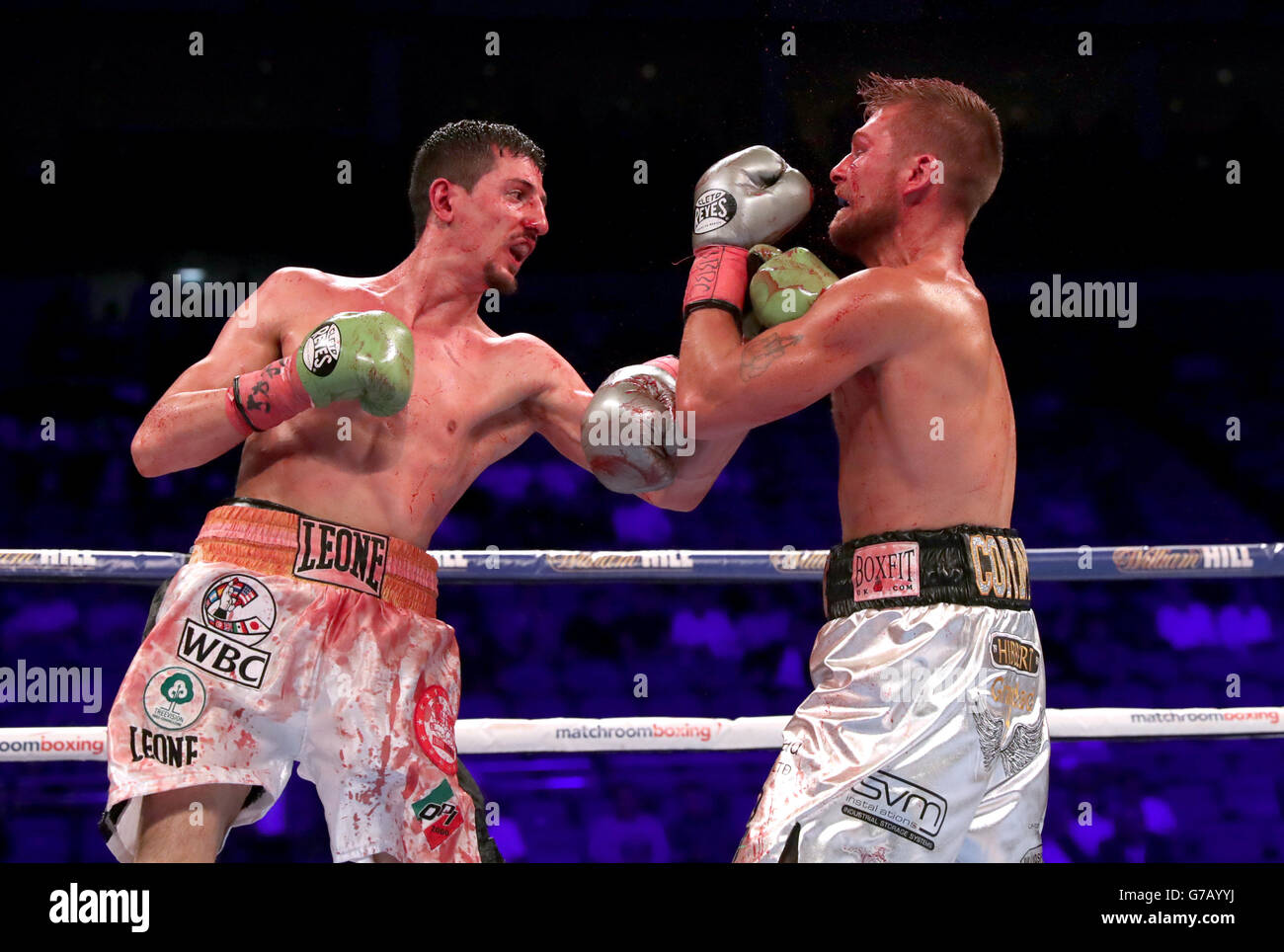 Andrea Scarpa (left) in action against John Wayne Hibbert during their ...