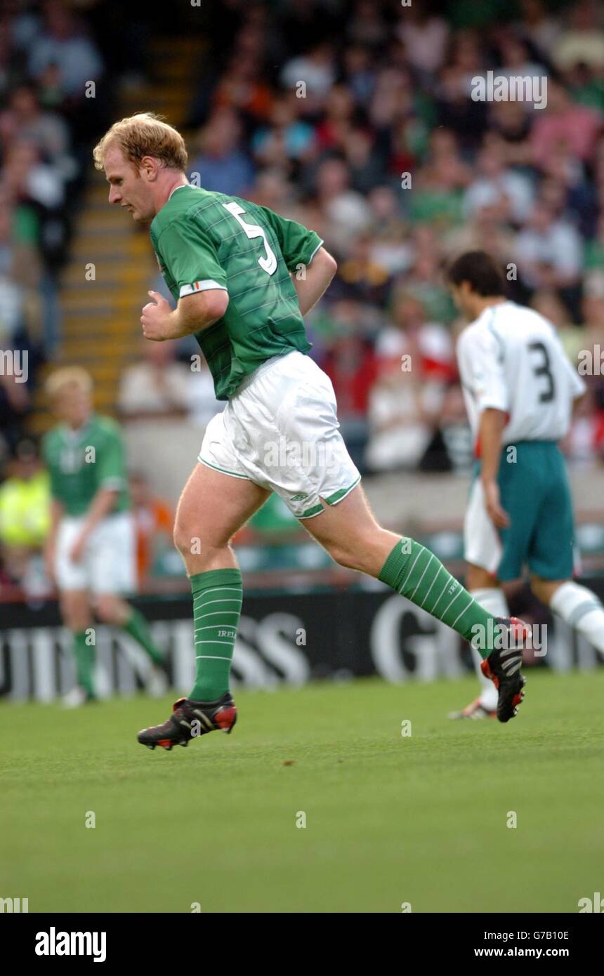 Ireland's Gary Doherty runs back to his own half after a corner kick in ...