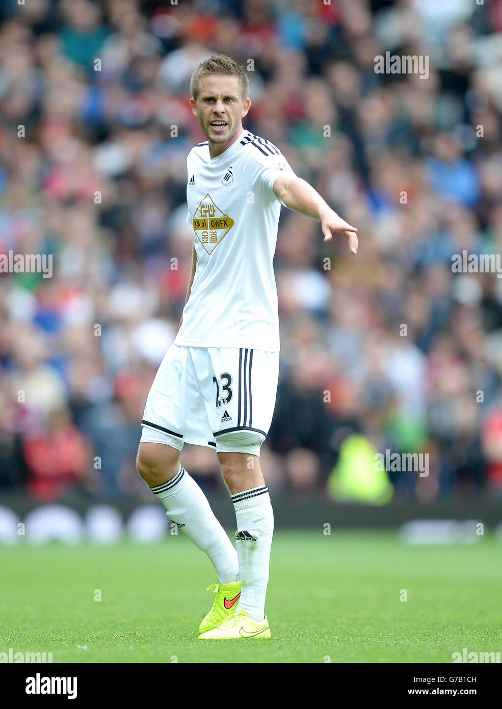 Swansea City's Gylfi Sigurdsson in action against Manchester United ...