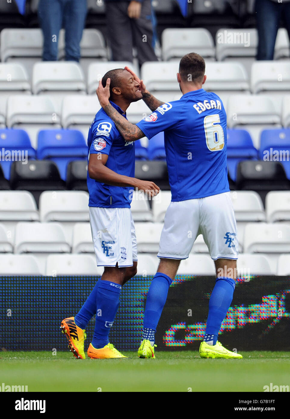 Birmingham City's Wesley Thomas (left) celebrates after scoring his ...