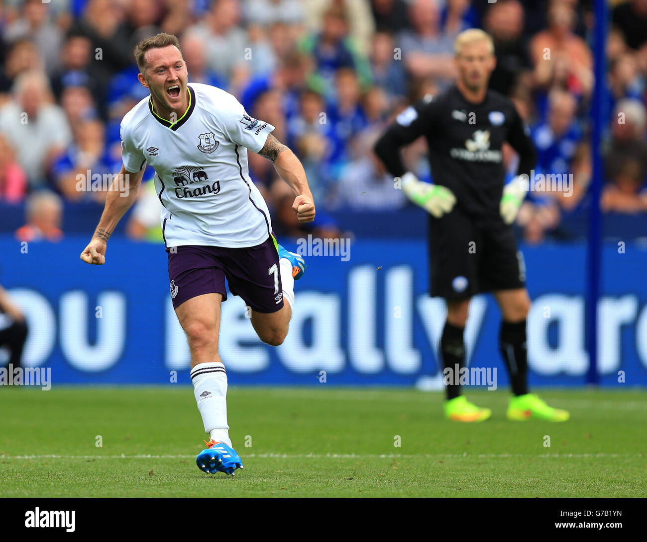 Everton's Aiden McGeady celebrates scoring their first goal of the game ...