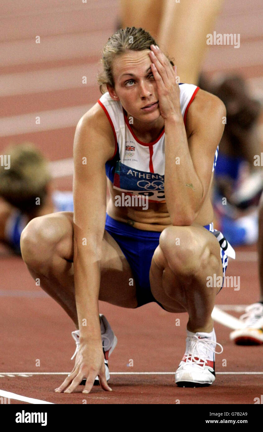 Great Britain's Kelly Sotherton reacts after missing out on a silver ...
