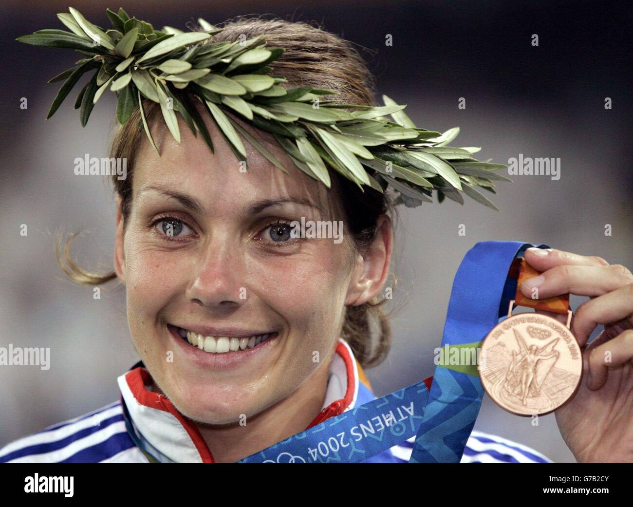 Great britains kelly sotherton celebrates with her bronze medal hi-res ...