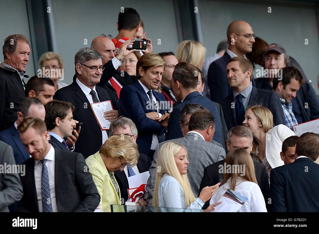 Crystal Palace chairman Steve Parish (centre) in the stands before the ...