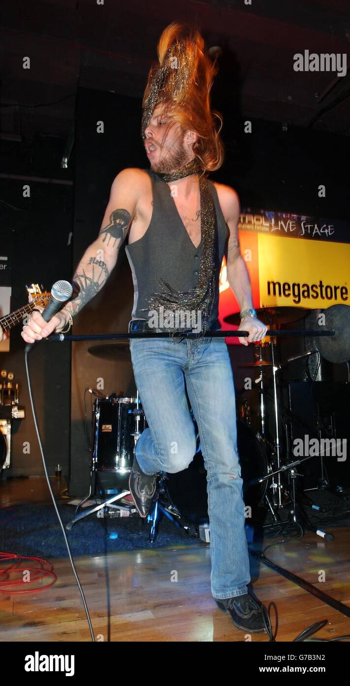 Rock band Minus perform live at Virgin Megastore on Oxford Street ...