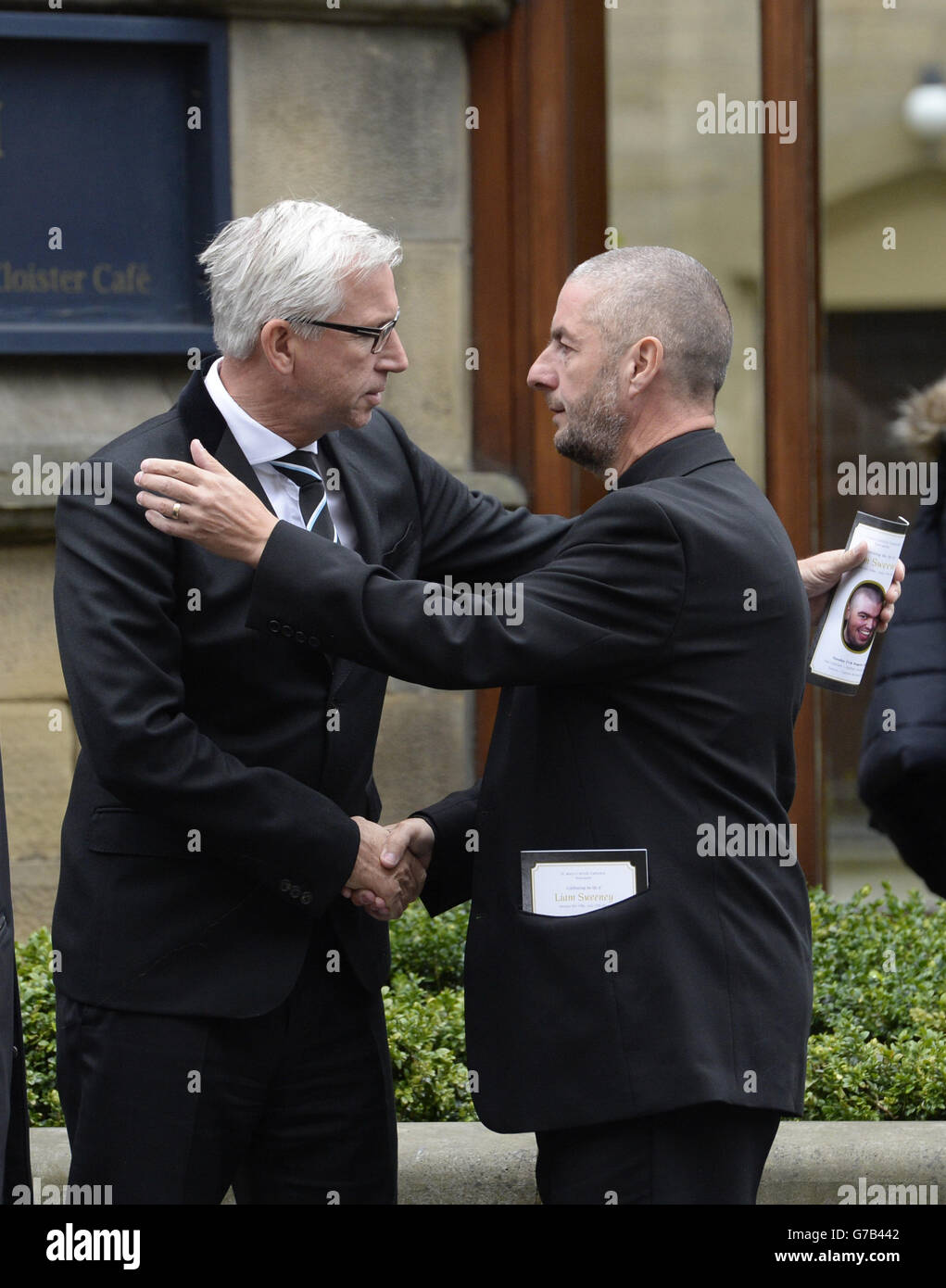 Barry Sweeney is hugged by Newcastle United manager Alan Pardew outside ...