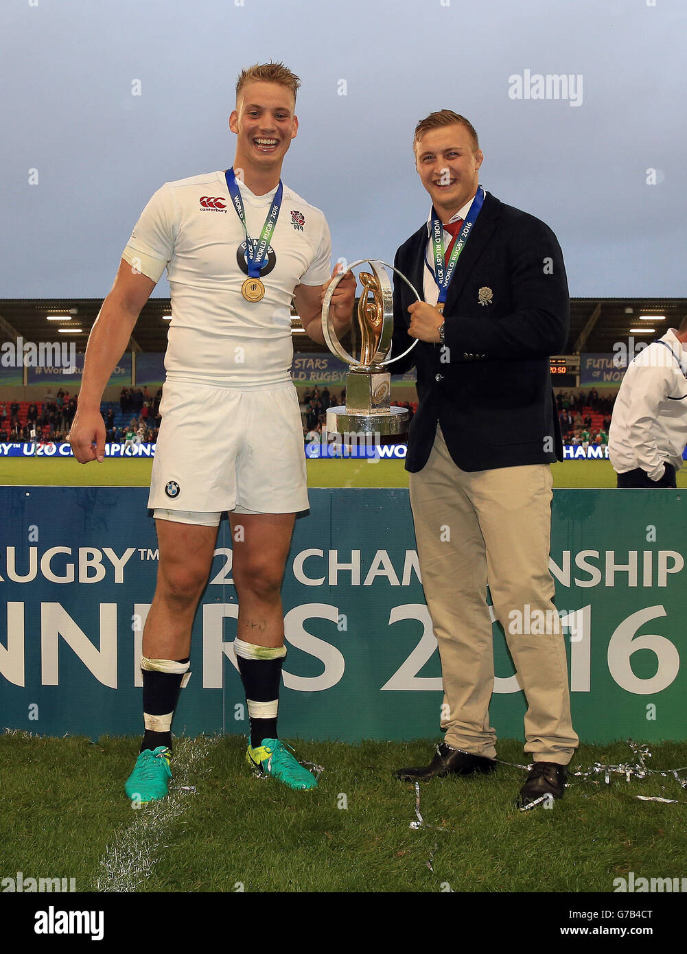 England's Harry Mallinder (left) and Jack Walker celebrate with the ...