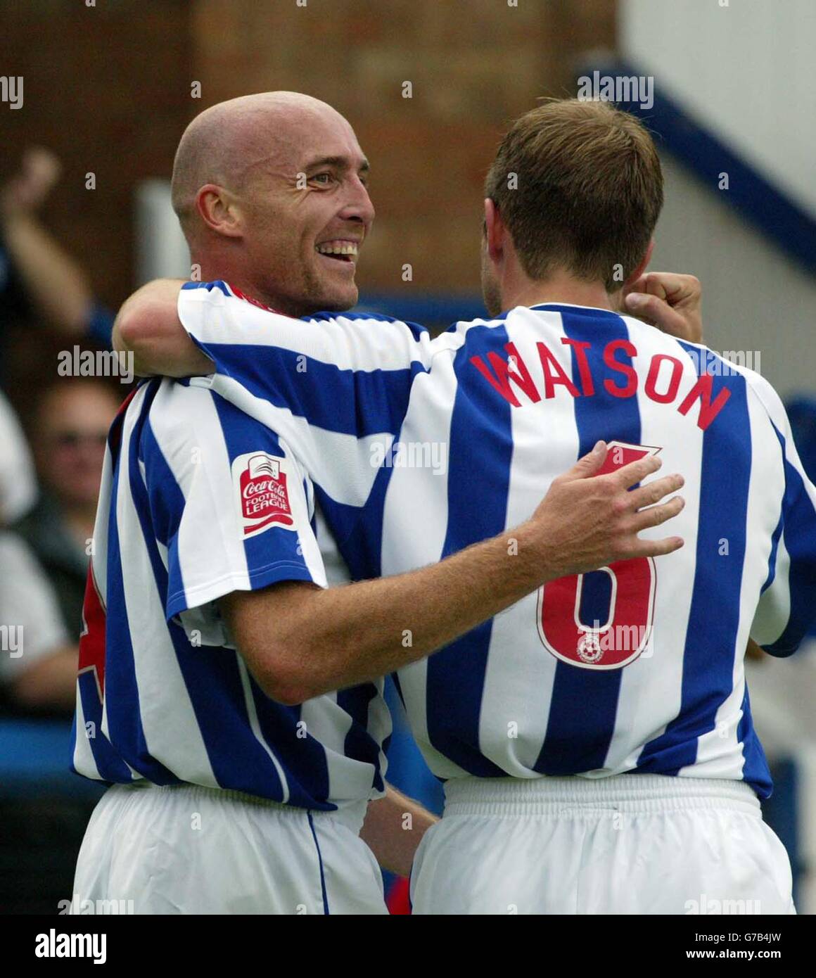 Gavin Johnson celebrates with team-mate Kevin Watson after scoring ...