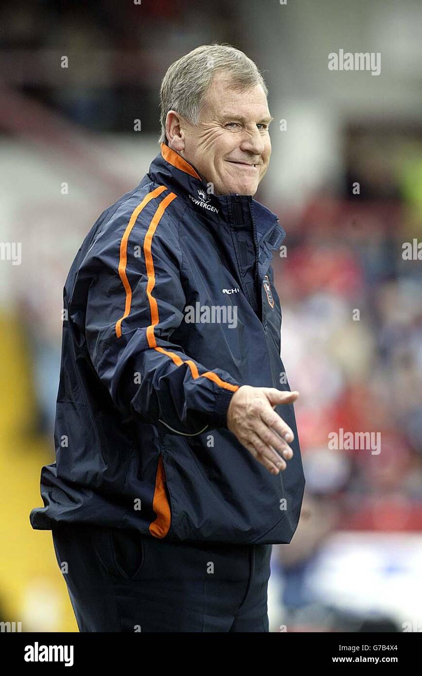 Ipswich Town manager Joe Royle shows his delight as his side win 2-0 ...