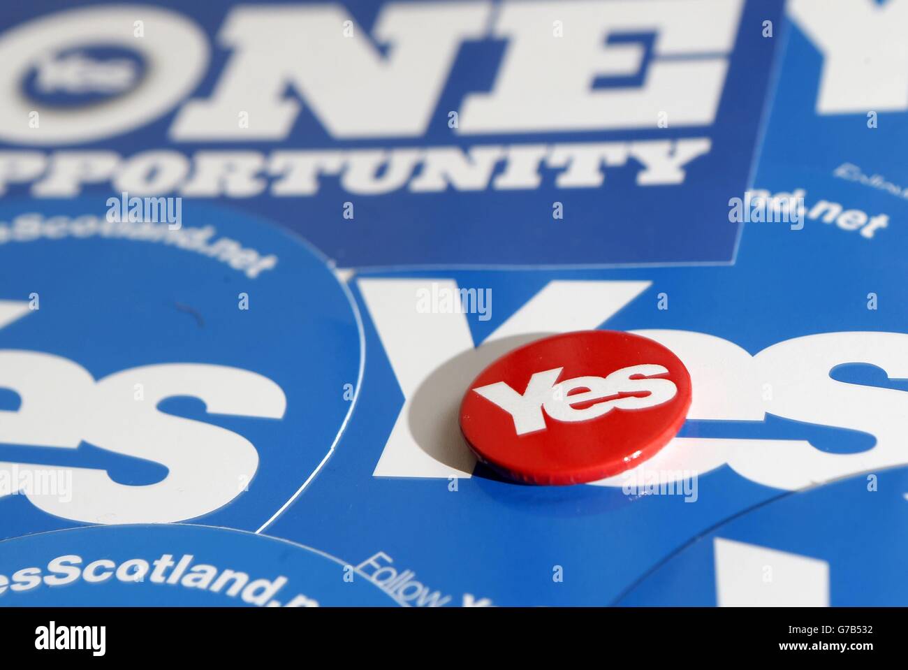 Yes Scottish campaign material ahead of the Scottish independence ...