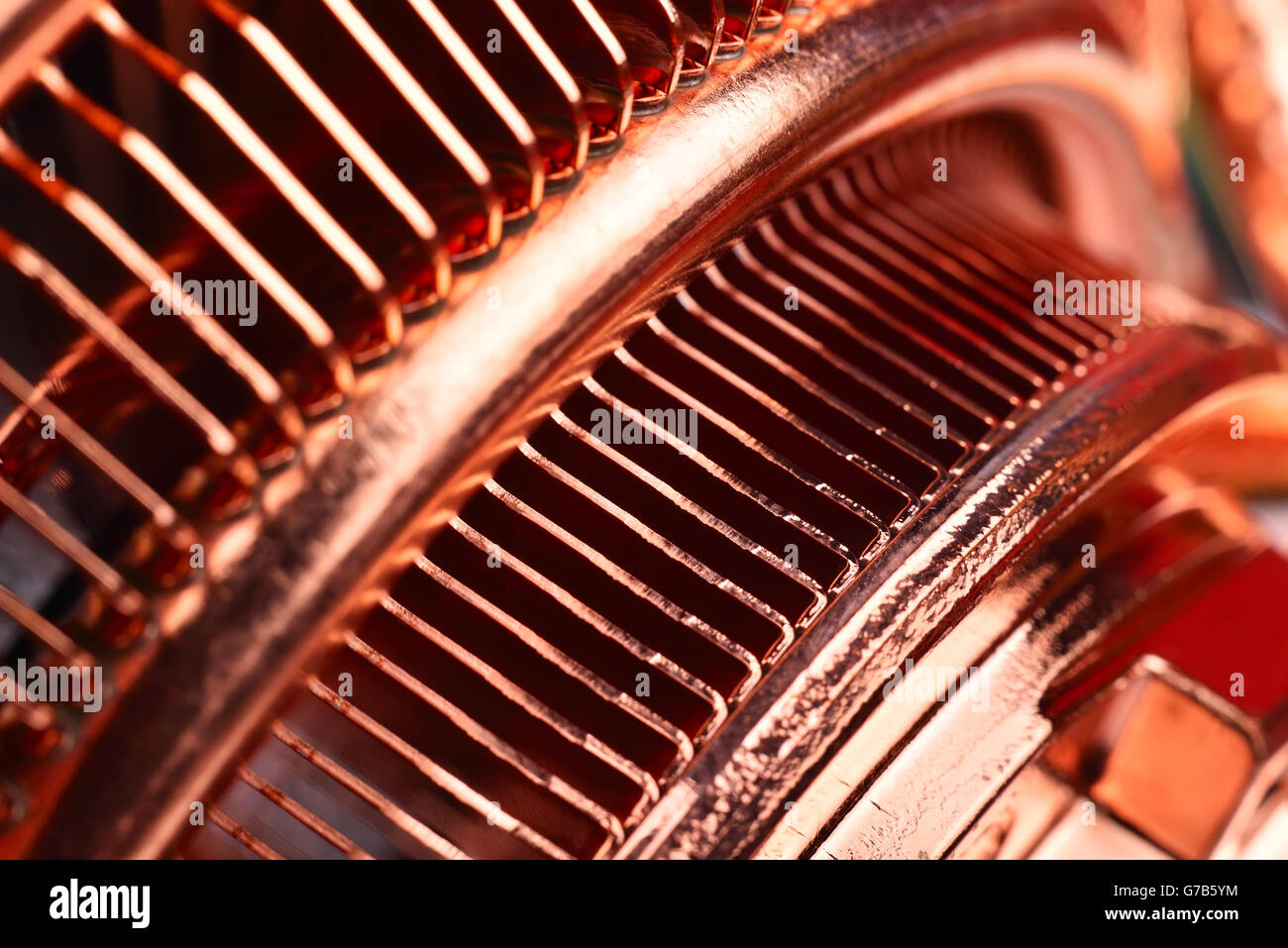 Macro of copper cpu cooler, Extra close up Stock Photo - Alamy