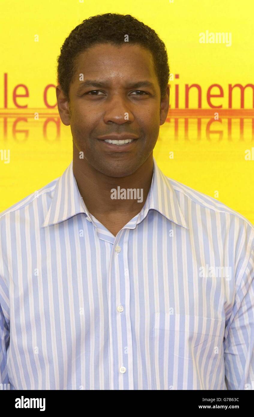 Hollywood actor Denzel Washington poses for photographers during a ...
