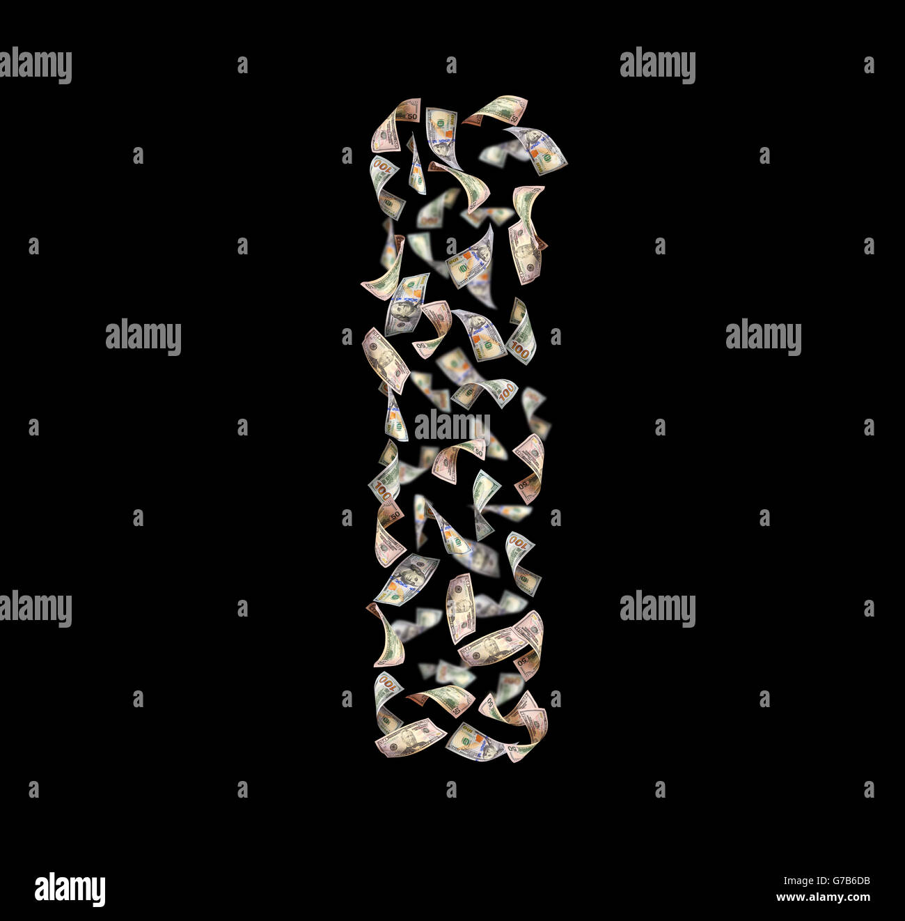 falling dollar bills in the form of letter I Stock Photo - Alamy