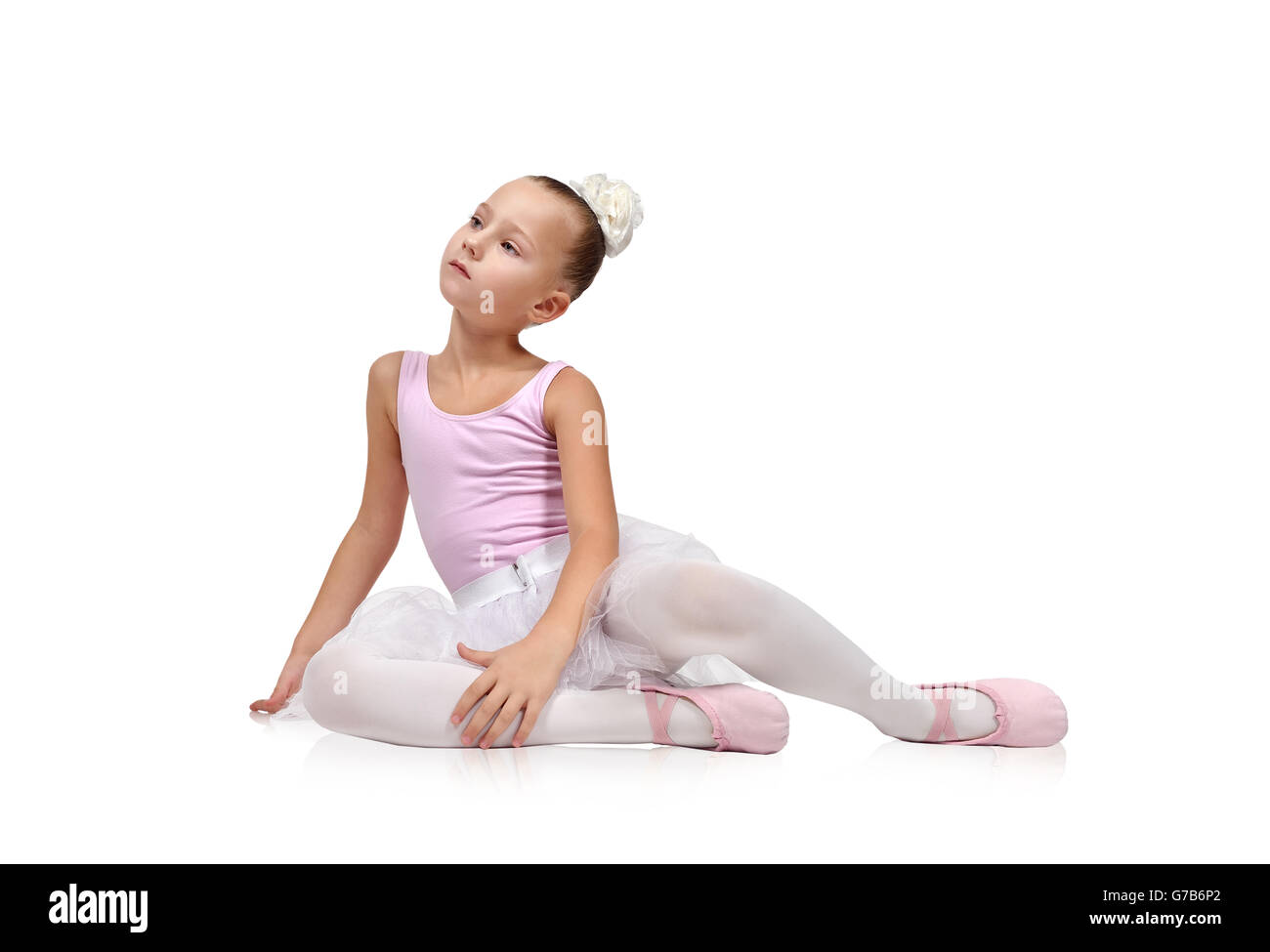 Ballerina children dancer sitting on floor in tutu Stock Photo - Alamy