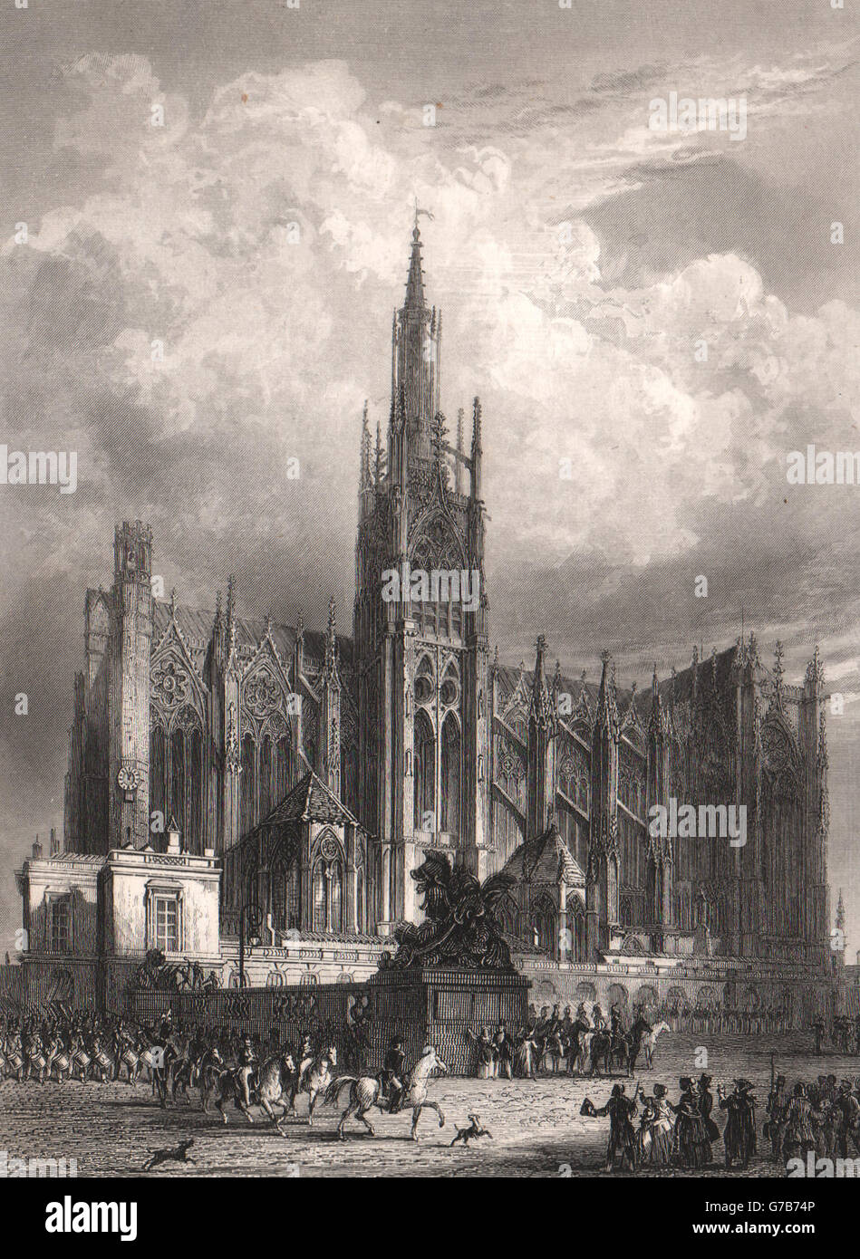 CATHÉDRALE DE METZ. Moselle, antique print 1844 Stock Photo - Alamy