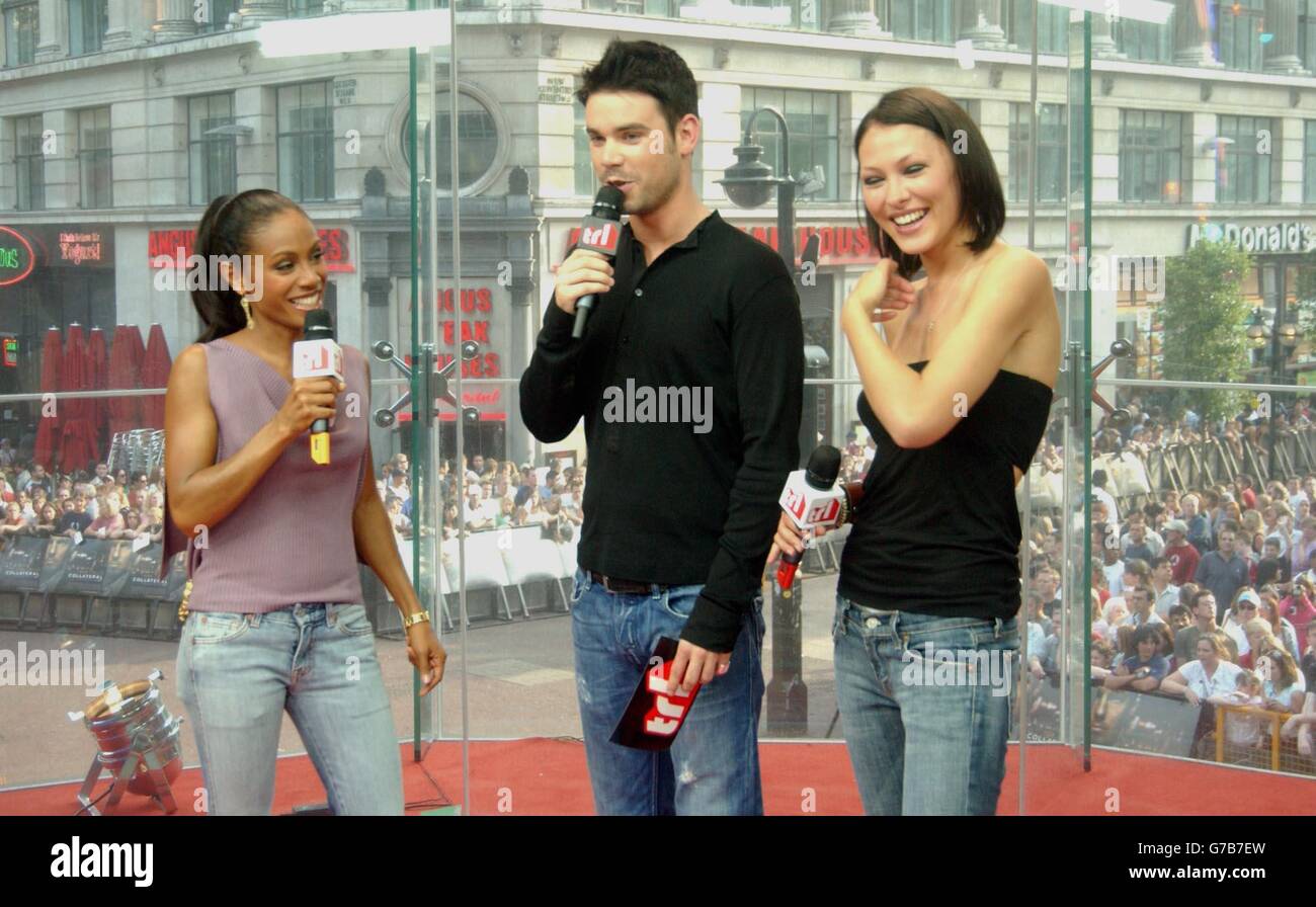 US actress Jada Pinkett Smith with presenters Dave Berry and Emma ...