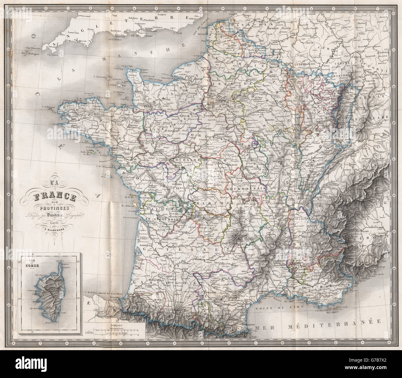 FRANCE par provinces. DUVOTENAY BLANCHARD, 1844 antique map Stock Photo ...
