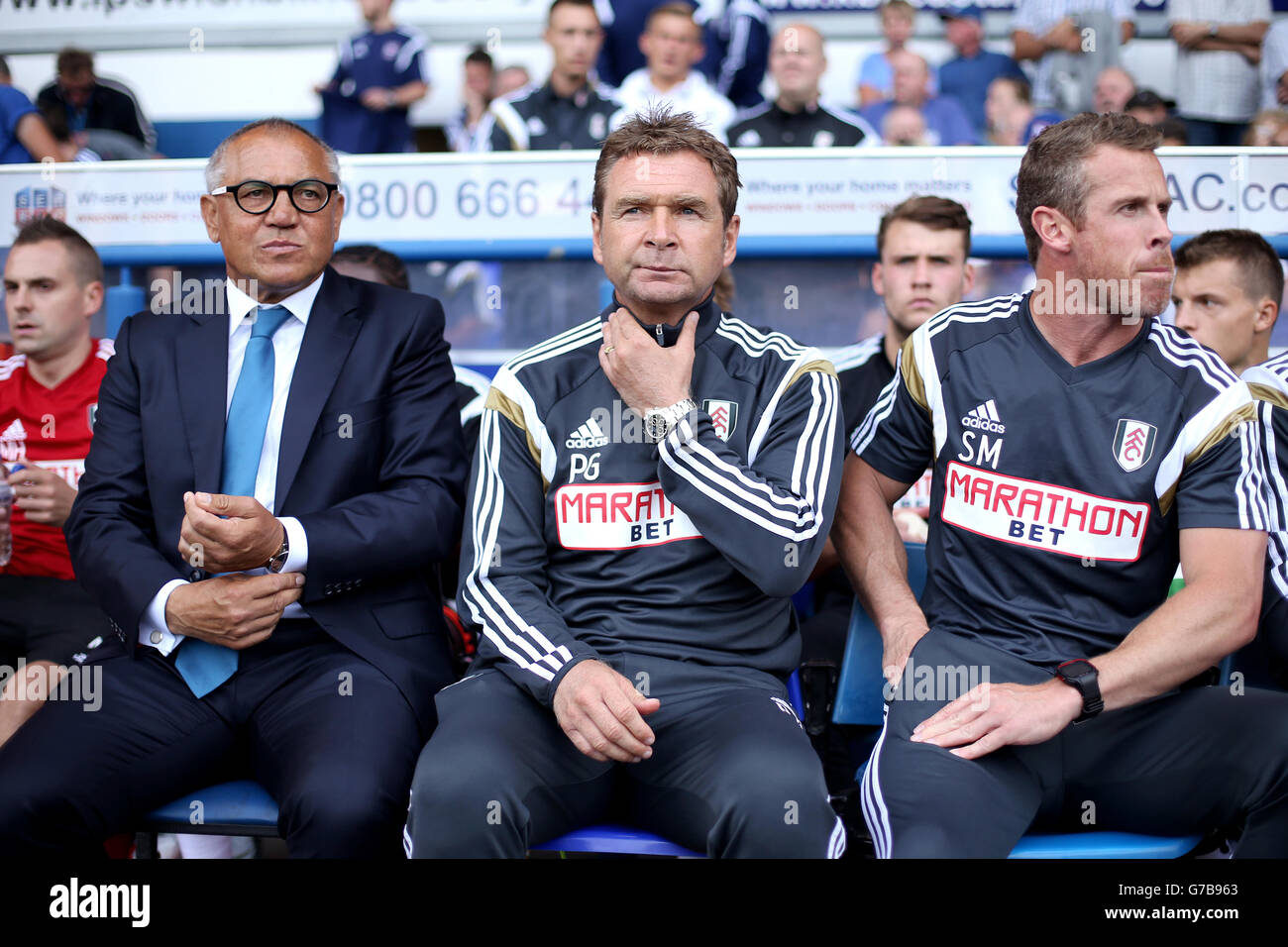 Fulham manager Felix Magath (left) with first team coach Peter Grant ...