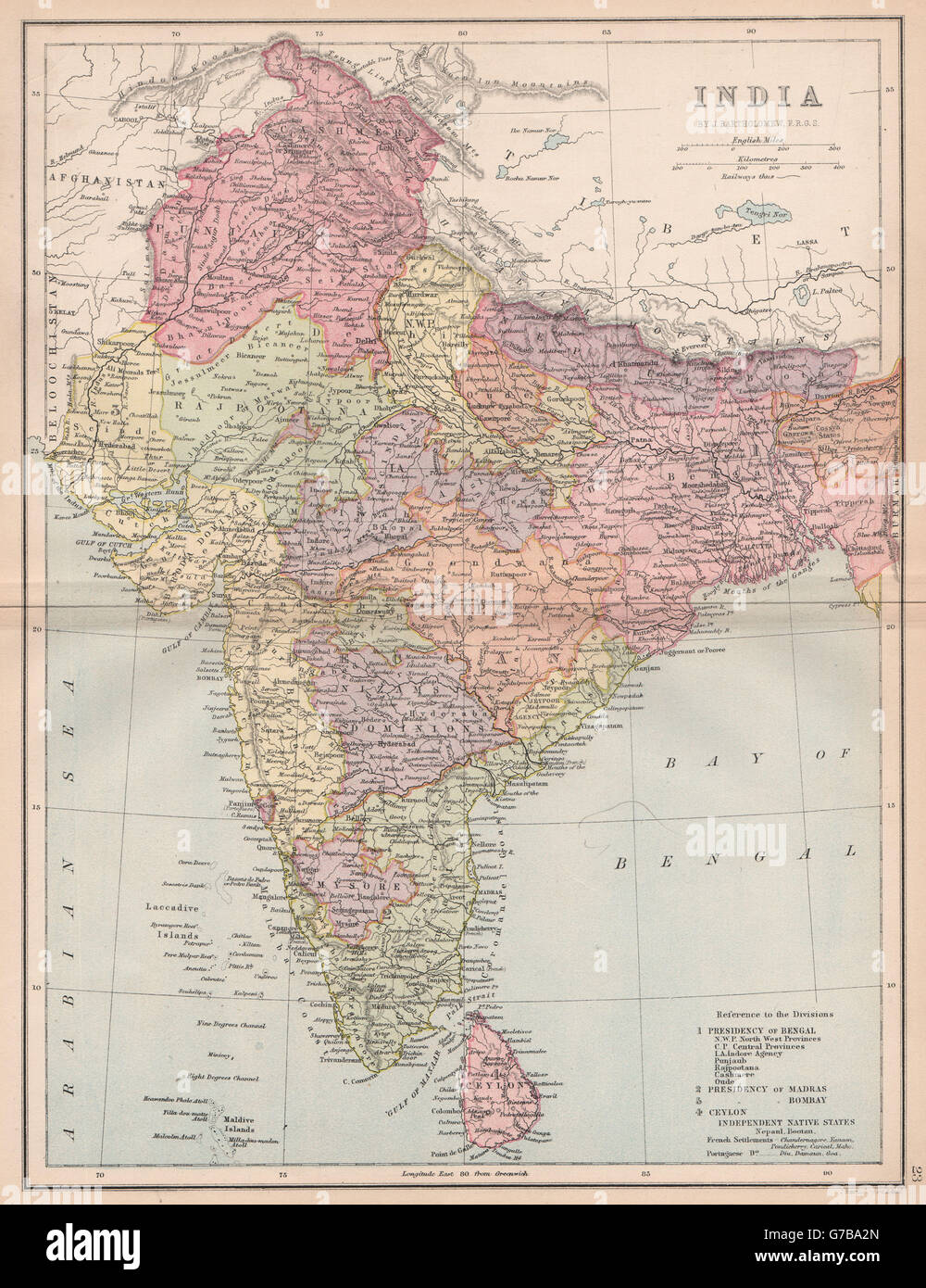 BRITISH INDIA. Presidencies. Railways. BARTHOLOMEW, 1878 antique map ...