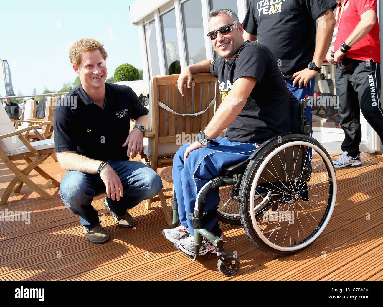 Prince Harry talks to Pasquale Barriera of the Italian Team at the ...