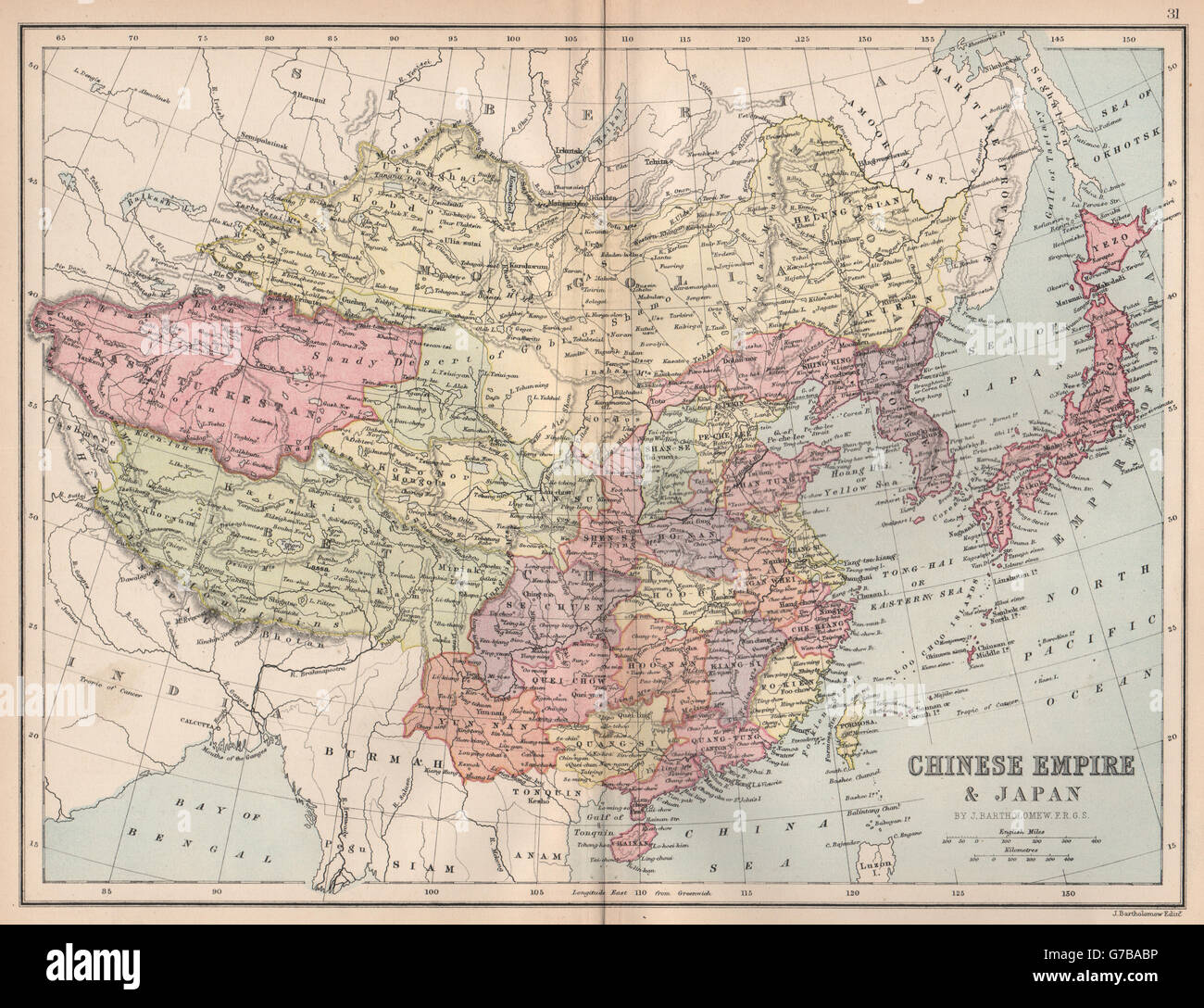 EAST ASIA. 'Chinese Empire & Japan'. China Korea Formosa. BARTHOLOMEW ...