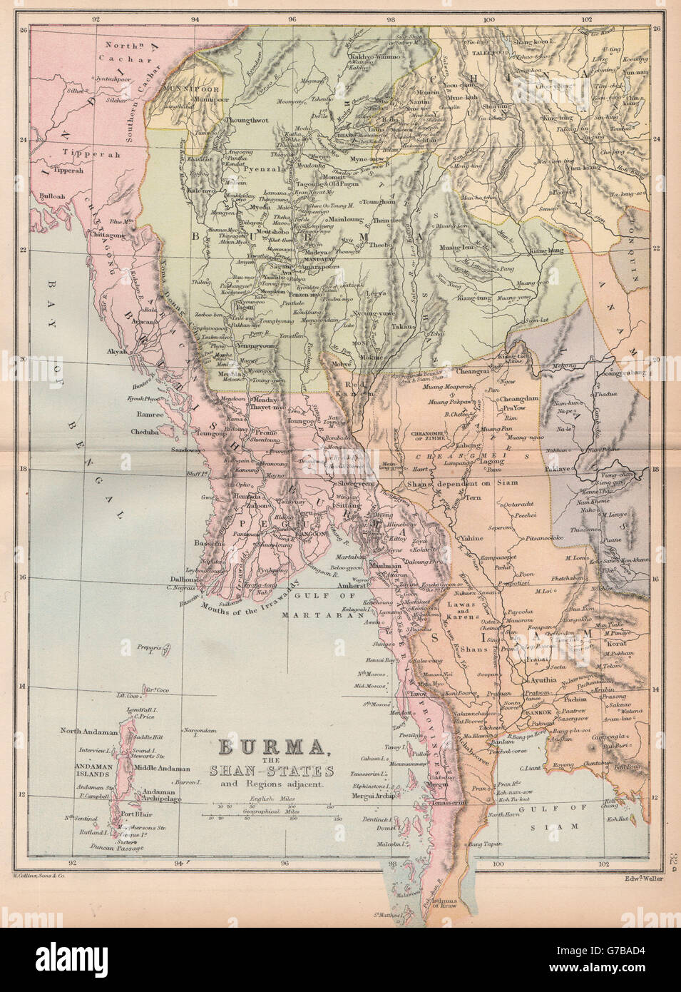 INDOCHINA. 'Burma [&] the Shan States' Manipoor Siam Chang Mai Bangkok ...