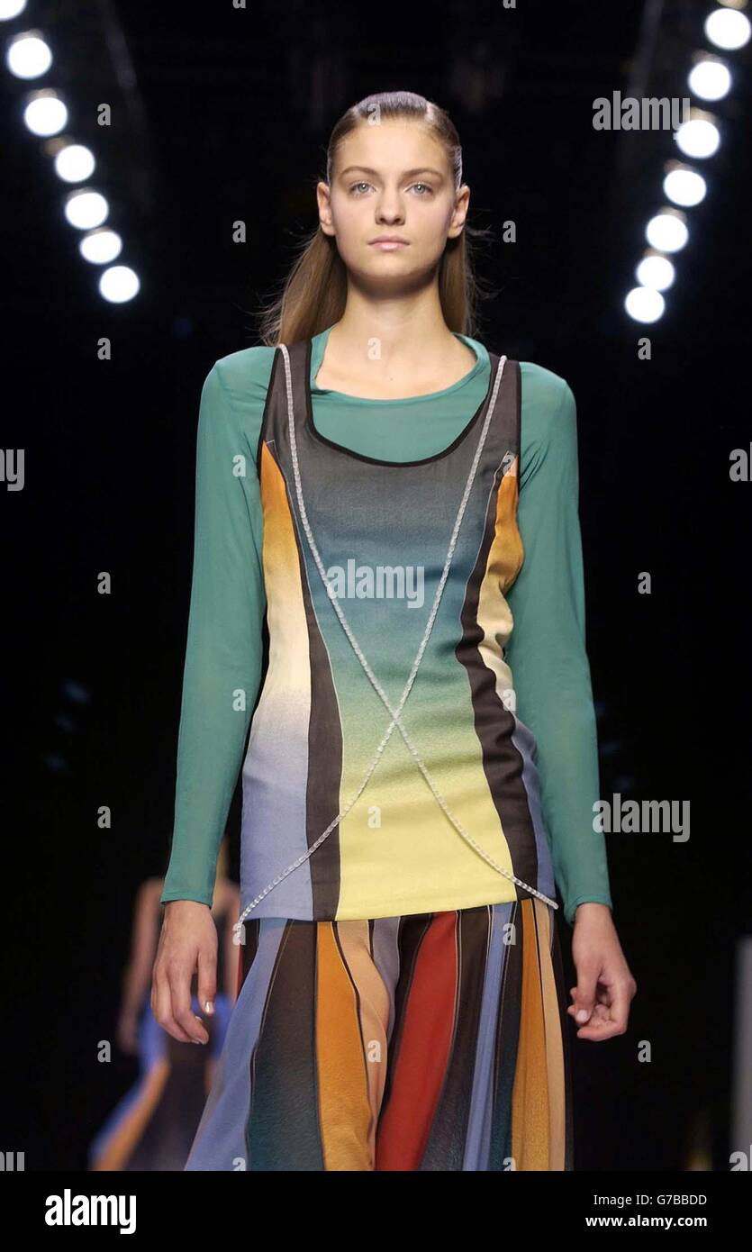 A model wears a creation by fashion designer Jonathan Saunders during ...