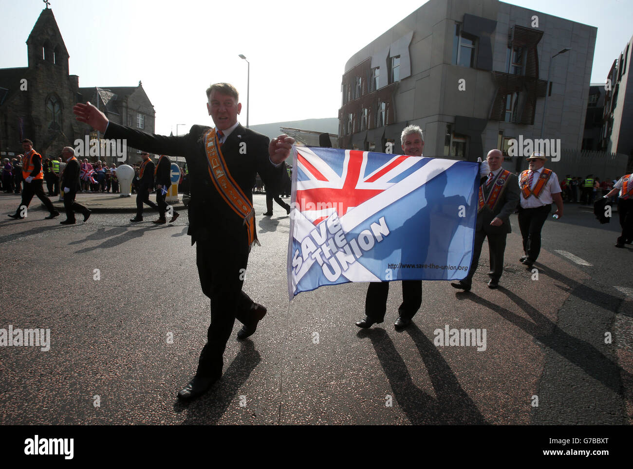 An Orangemen march through the streets of Edinburgh during a "Proud to ...