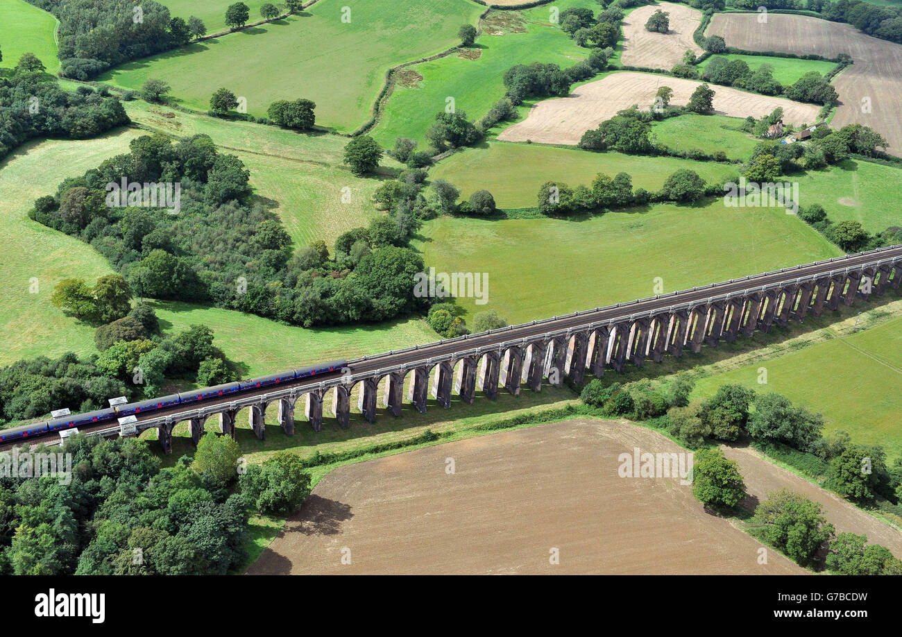 A view of of the Ouse Valley viaduct also called Balcombe Viaduct in ...