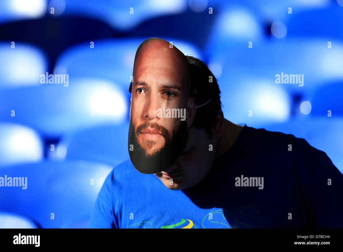 Everton fans wearing tim masks in the gwladys street end hi-res stock ...