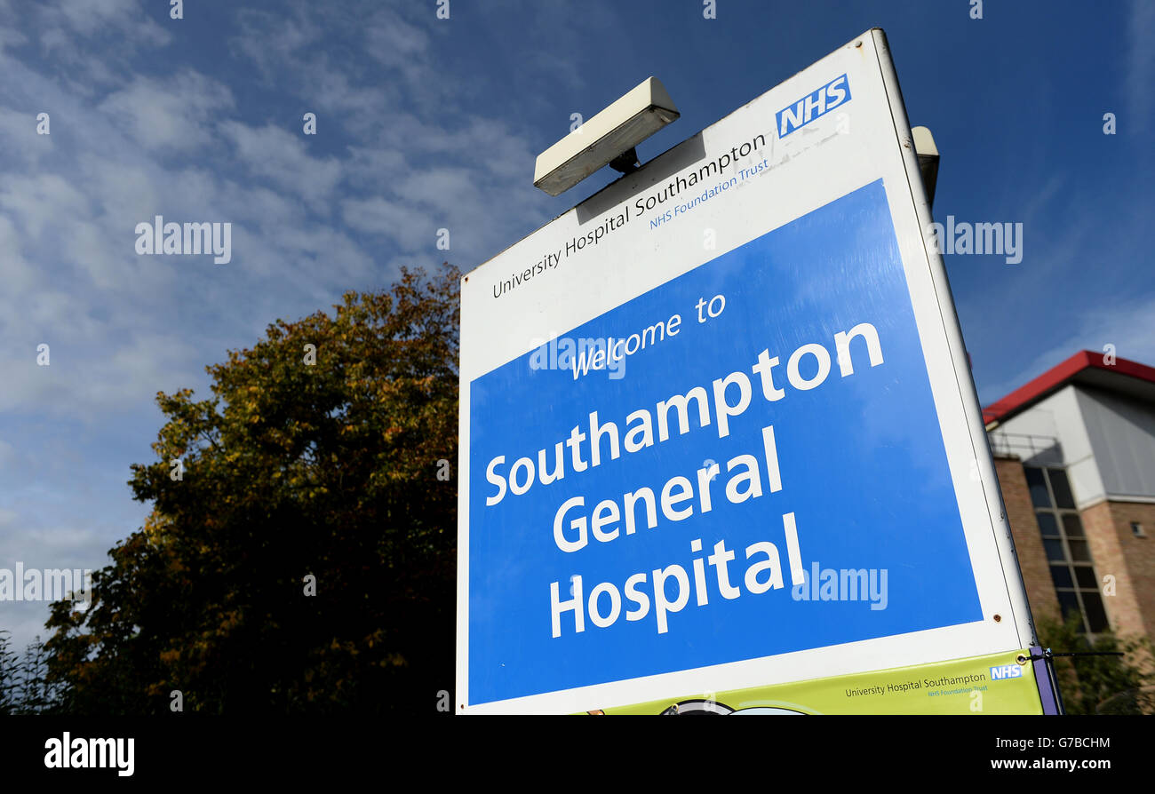 General view of signage for Southampton General Hospital, part of the ...