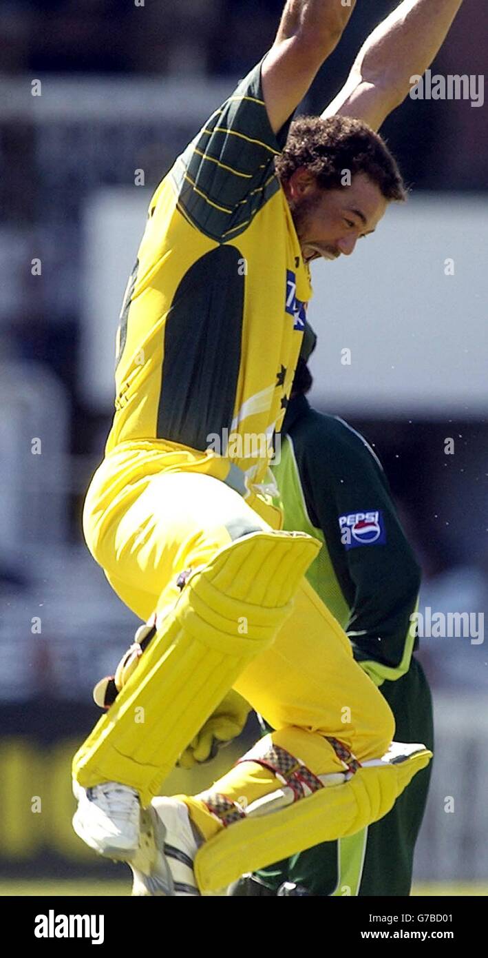 Australia's Andrew Symonds celebrates hitting his century during the ...