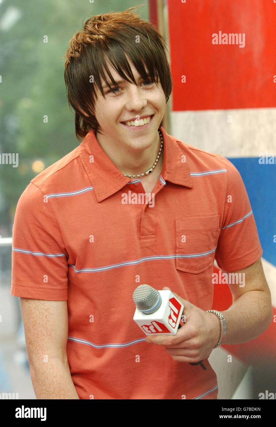Danny from pop group McFly during their guest appearance on MTV's TRL ...