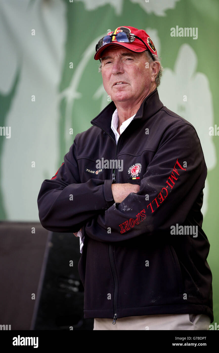 Captain Mark Phillips watches the Eventing competition during day eight ...