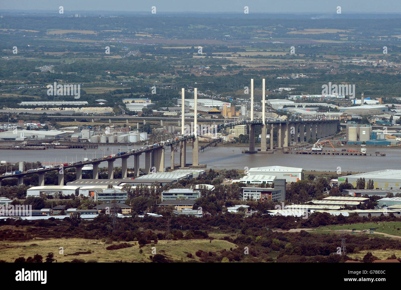An aerial view looking towards Essex, of the Queen Elizabeth II (QEII ...