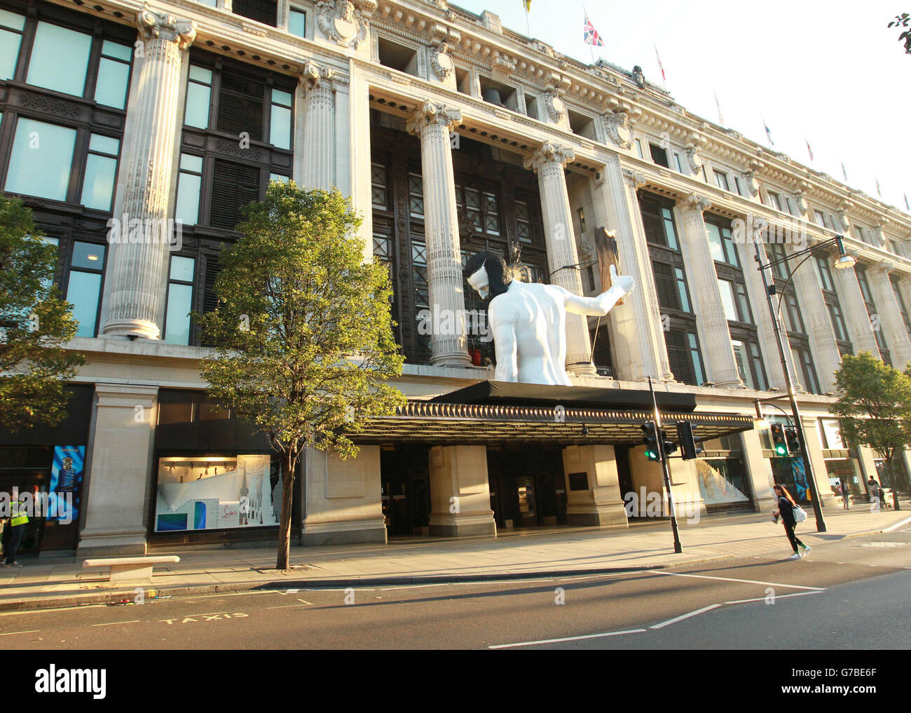 A 25-foot tall statue of American fashion designer Rick Owens is placed ...