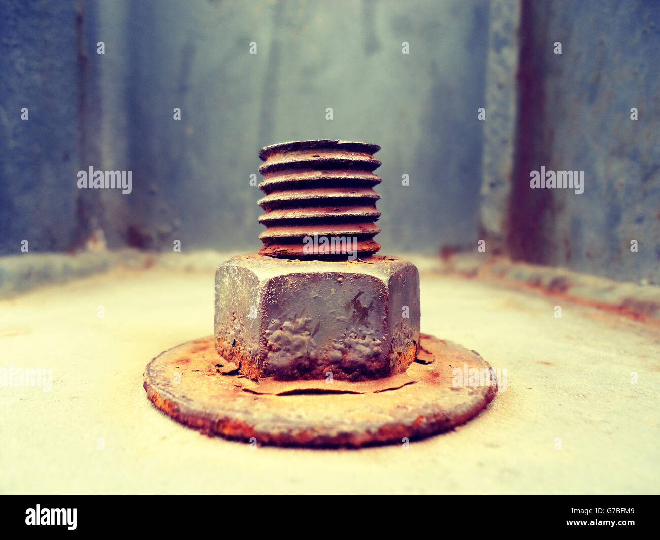 Photograph of a rusty metal screw and nut Stock Photo - Alamy